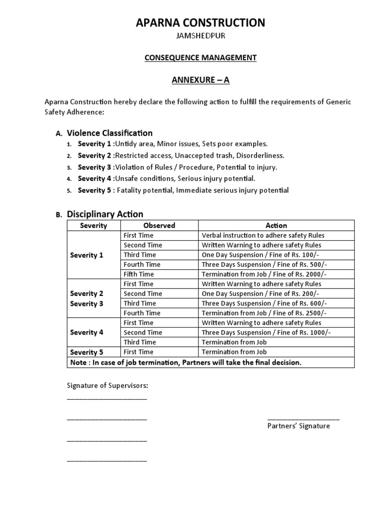 Annexure-A Consequence Management | PDF