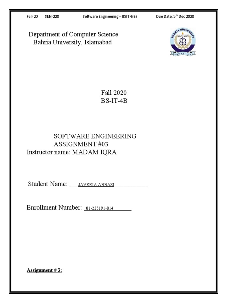 Department of Computer Science Bahria University, Islamabad | PDF