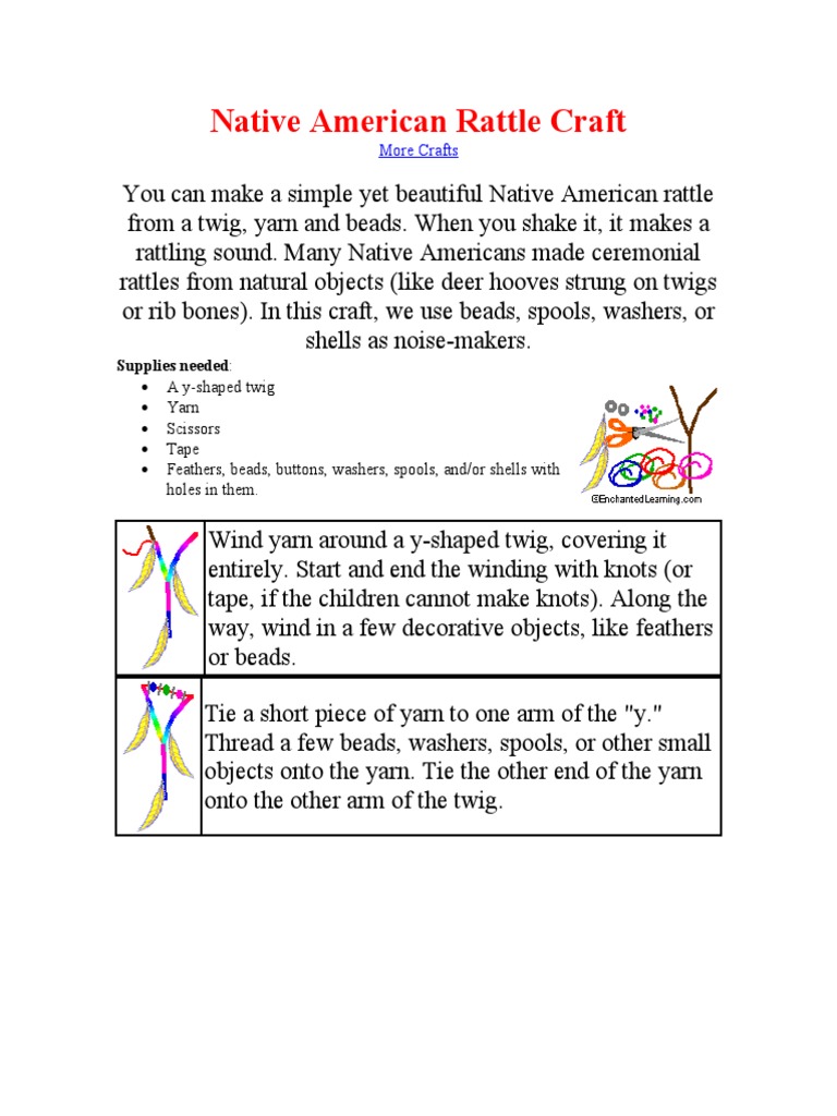 Native American Rattle Craft: Supplies Needed | Download Free PDF ...