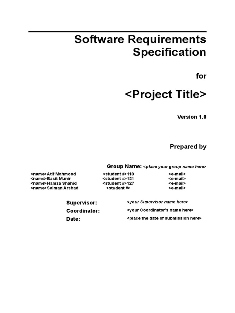 Ieee Software Requirements Specification