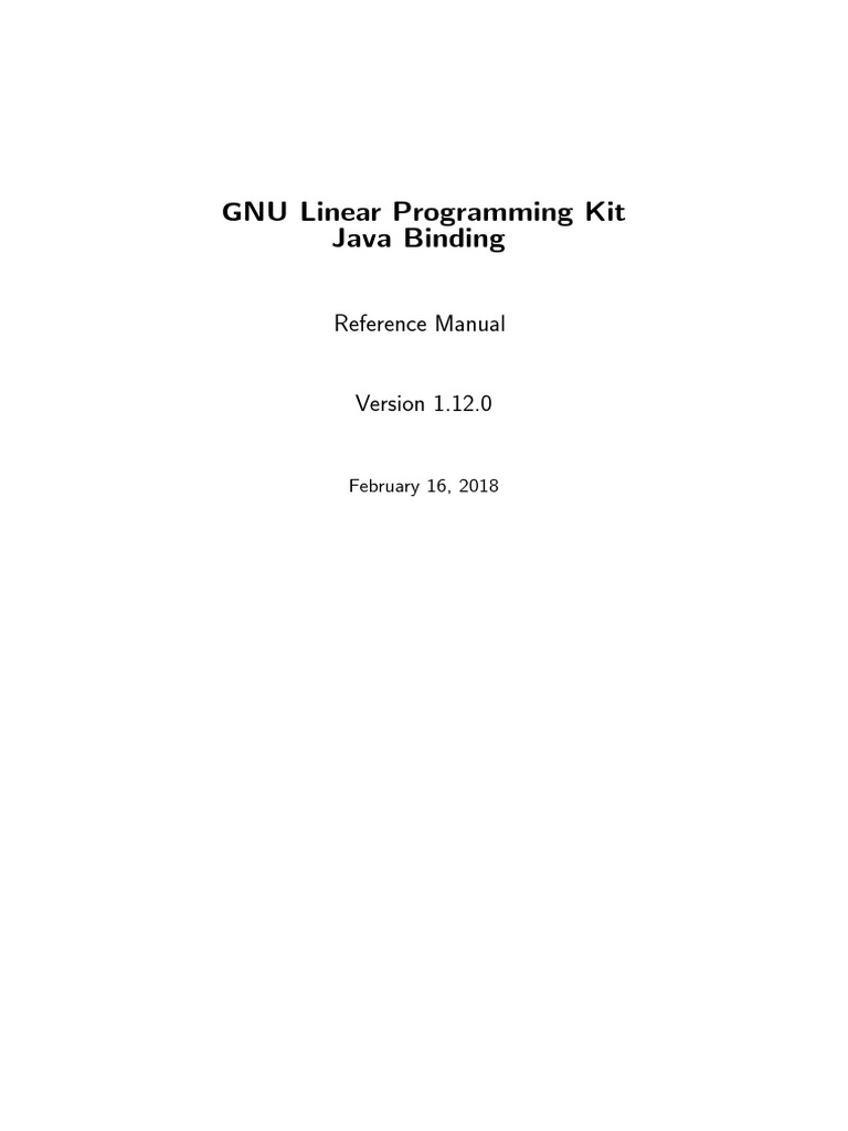 GNU Linear Programming Kit Java Binding: Reference Manual | PDF | Library (Computing) | Java ...