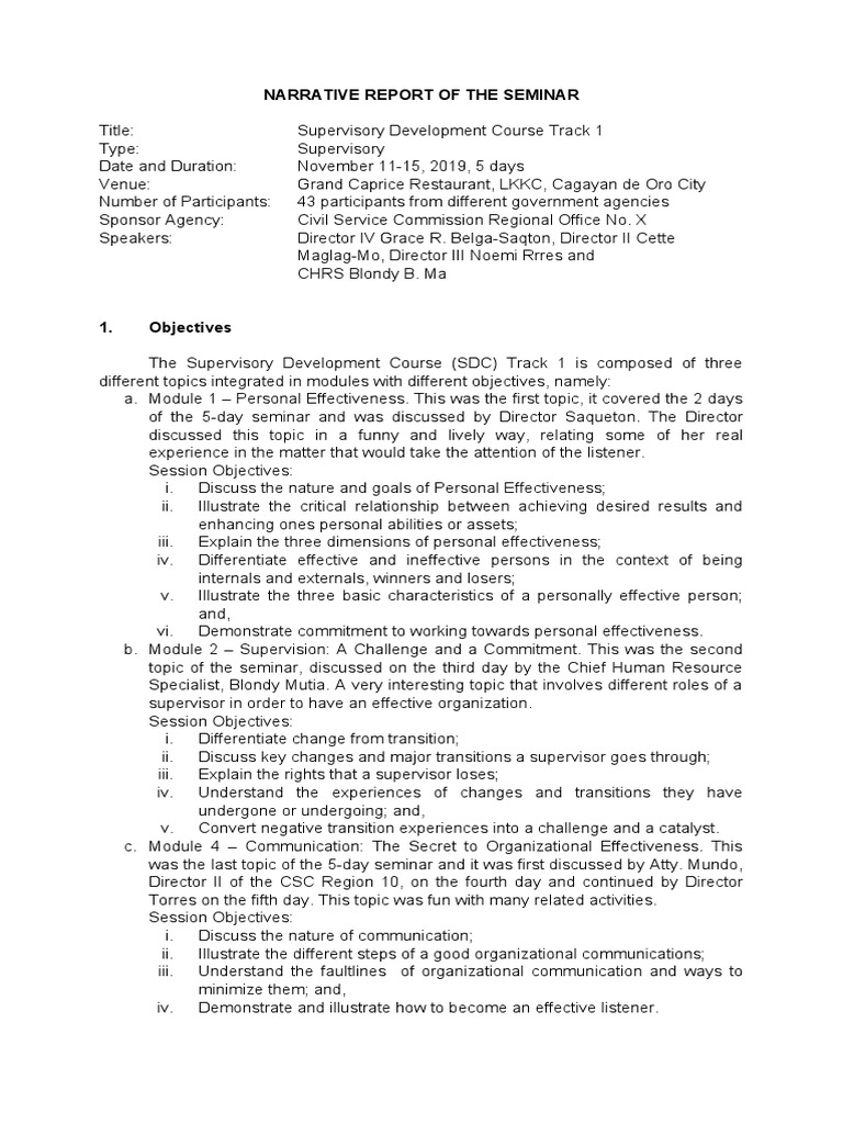 Narrative Report | PDF | Cognitive Science | Behavioural Sciences