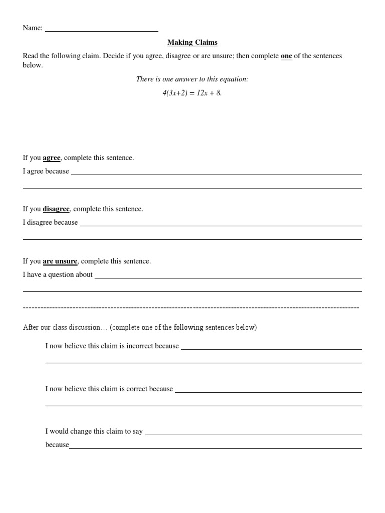 Justification Sentence Stems | PDF