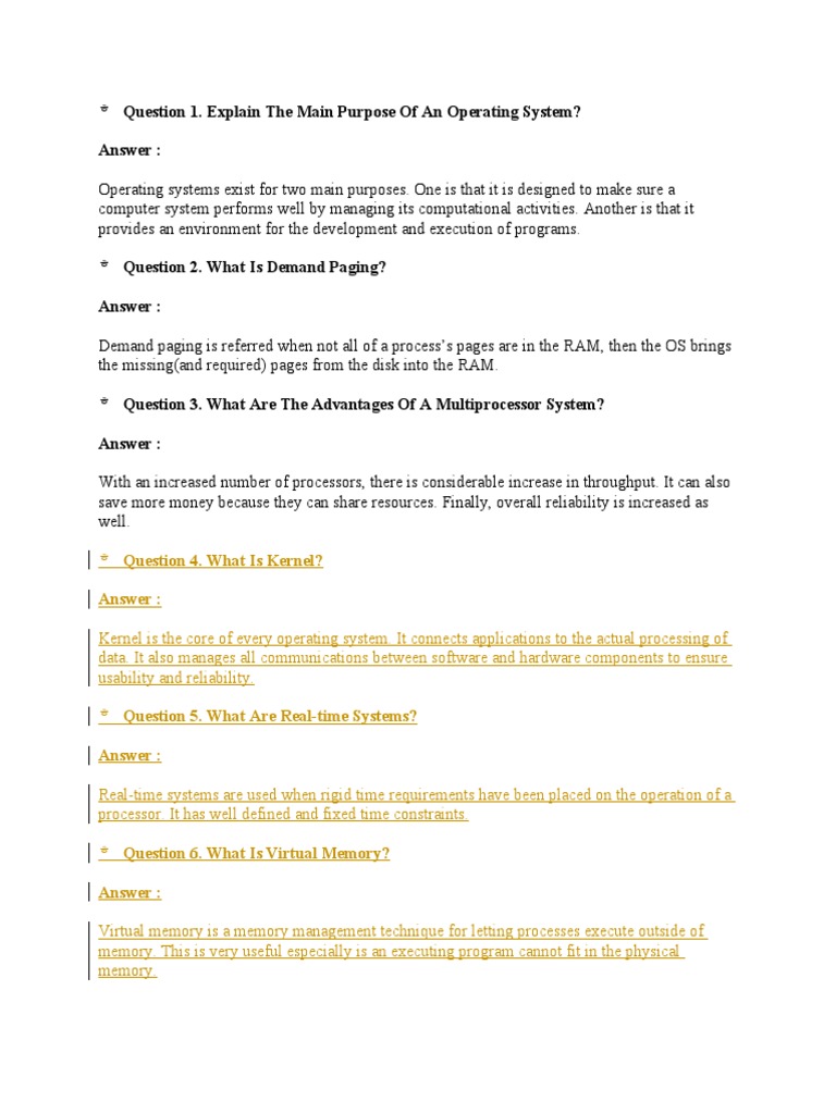 Os Interview Questions | PDF | Operating System | Process (Computing)