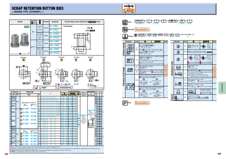 Scrap Retention Button Dies: Headed Type Economy | PDF | Engineering ...
