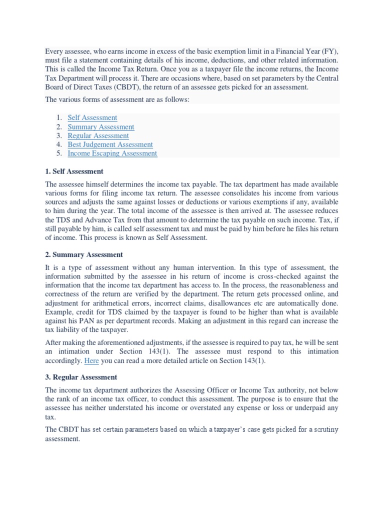 Understanding Income Tax Assessments | PDF | Income Tax | Tax Deduction