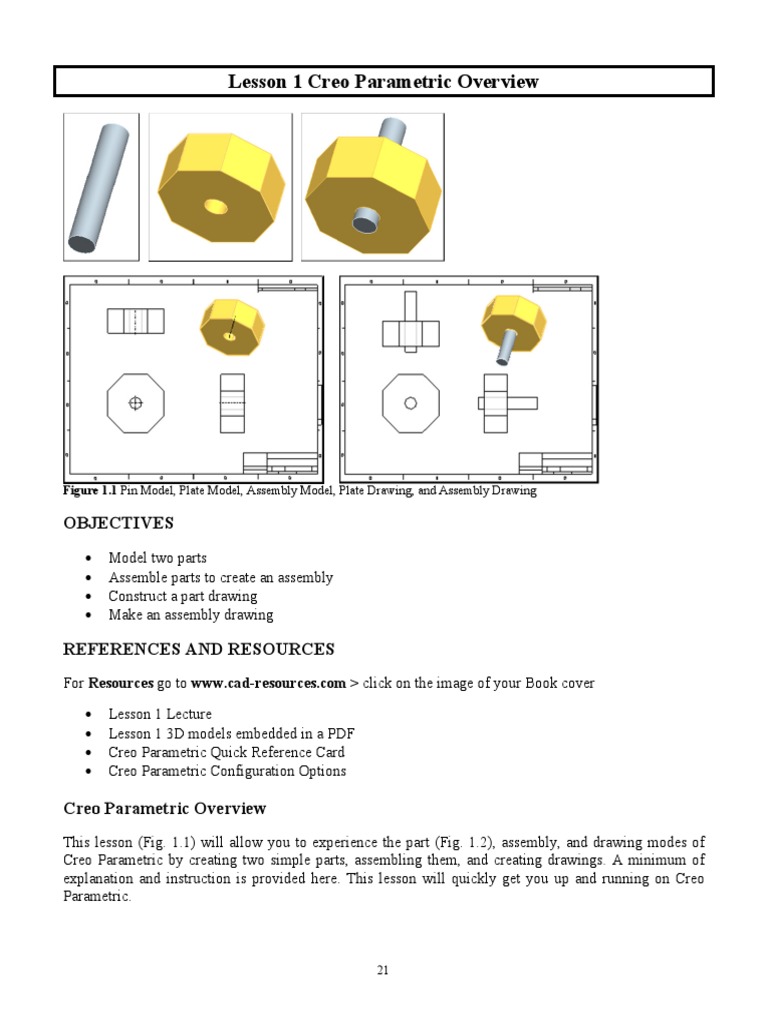 Lesson 1 Creo Parametric Overview: Objectives | PDF | Dialog Box ...