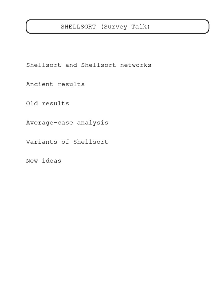 SHELLSORT (Survey Talk) | PDF | Combinatorics | Algorithms And Data Structures