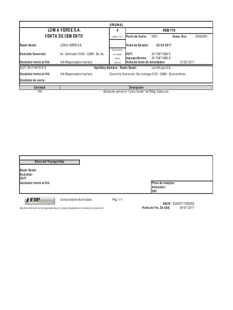 TP Colppy Punto 10 Remito de Venta Los Amigos - 0001-00000001 PDF | PDF | Business