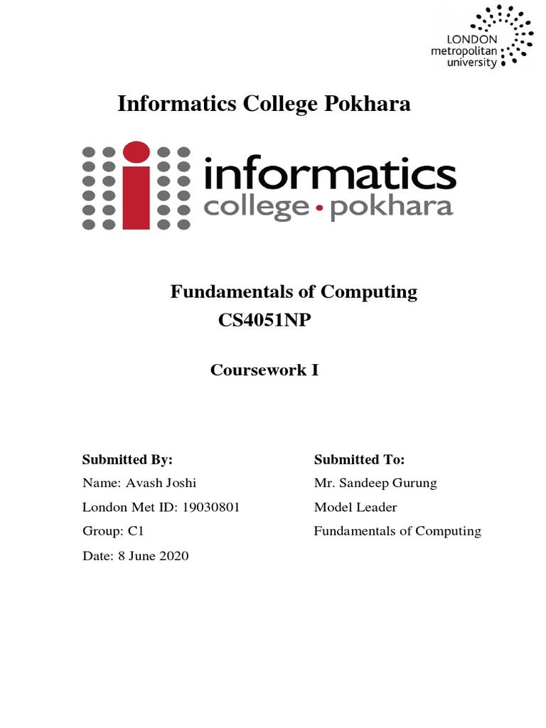 Informatics College Pokhara: Fundamentals of Computing CS4051NP | PDF | Computing | Computer ...