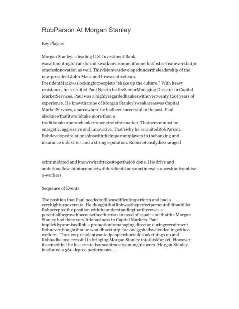 Rob Parson at Morgan Stanley | PDF