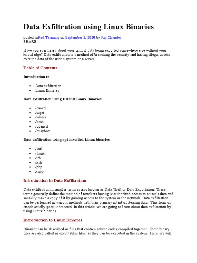 Data Exfiltration Using Linux Binaries | PDF | Port (Computer Networking) | Hypertext Transfer ...
