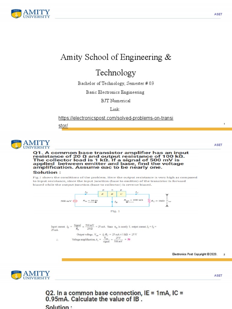 BJT Numericals | PDF | Force | Electronics