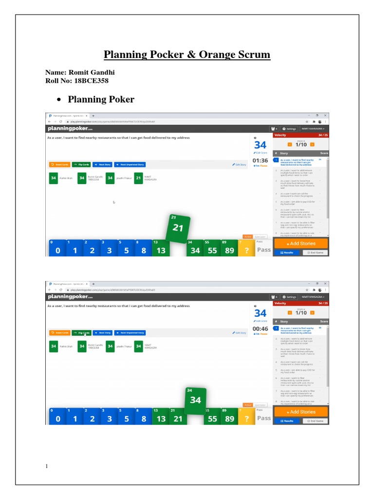 Planning Pocker & Orange Scrum | PDF