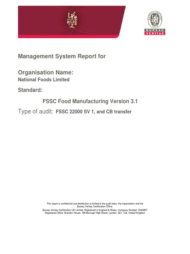 FSSC Audit Report - PQ PDF | PDF | Verification And Validation | Food ...