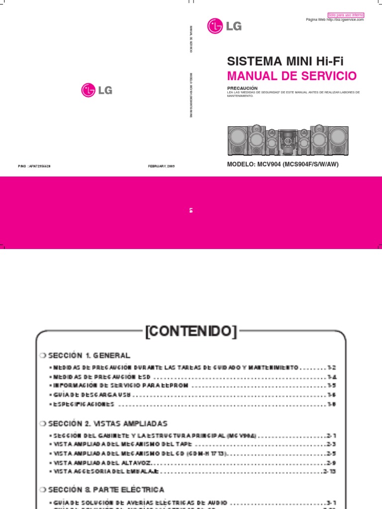 Manual de Servicio LG MCV904 | PDF | Circuito integrado | Electricidad