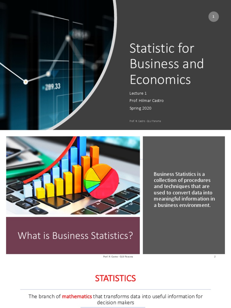 Statistic For Business and Economics: Prof. Hilmar Castro Spring 2020 ...