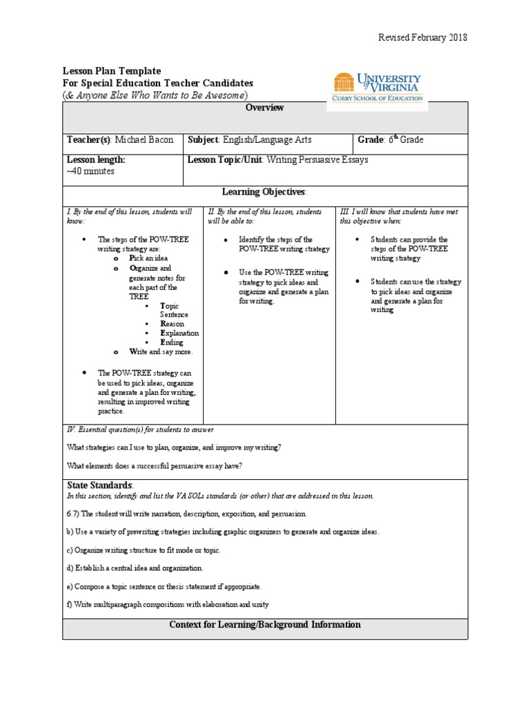 Pow-Tree Writing Strategy Lesson | PDF | Educational Assessment ...