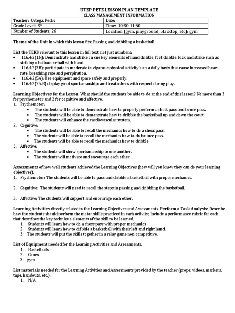 Lesson Plan Dribbling Around Cones 1 | PDF | Learning | Cognitive Science