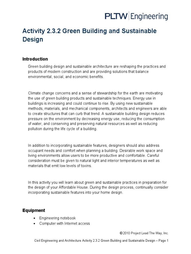 Activity 2.3.2 Green Building and Sustainable Design | PDF | Green ...