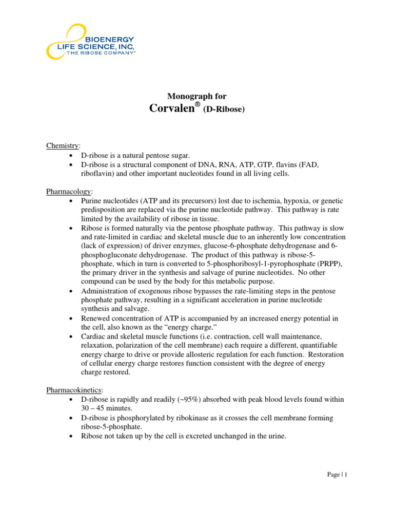 D-Ribose Monograph | PDF | Nucleotides | Metabolic Pathway