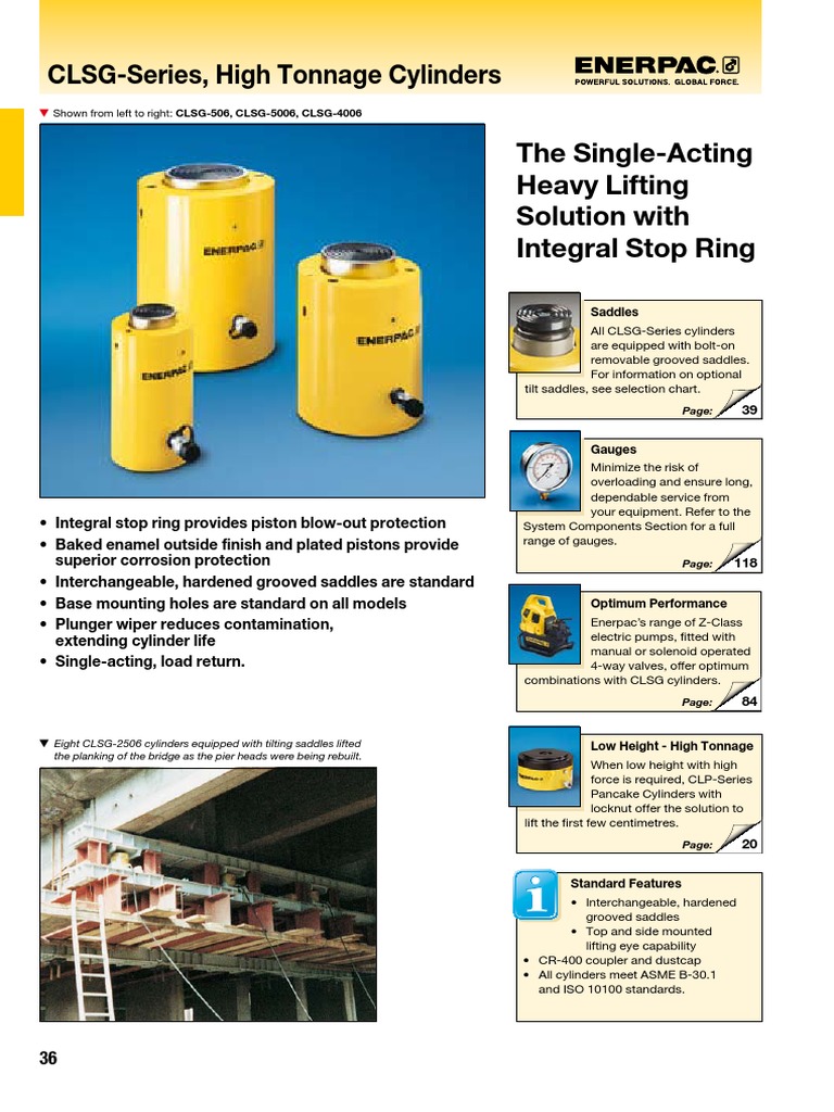Enerpac CLSG-Series Cylinder Overview | PDF | Piston | Engines