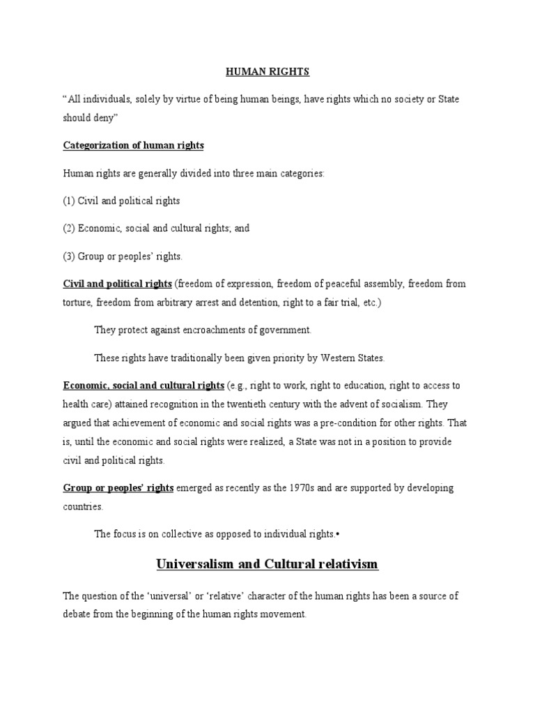 Universalism and Cultural Relativism | PDF | Human Rights | Rights