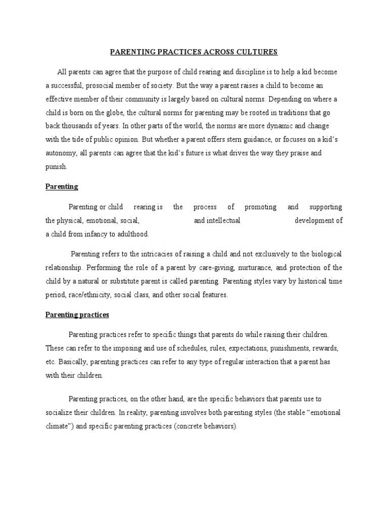 Parenting Practices Across Cultures | PDF | Parenting | Relationships