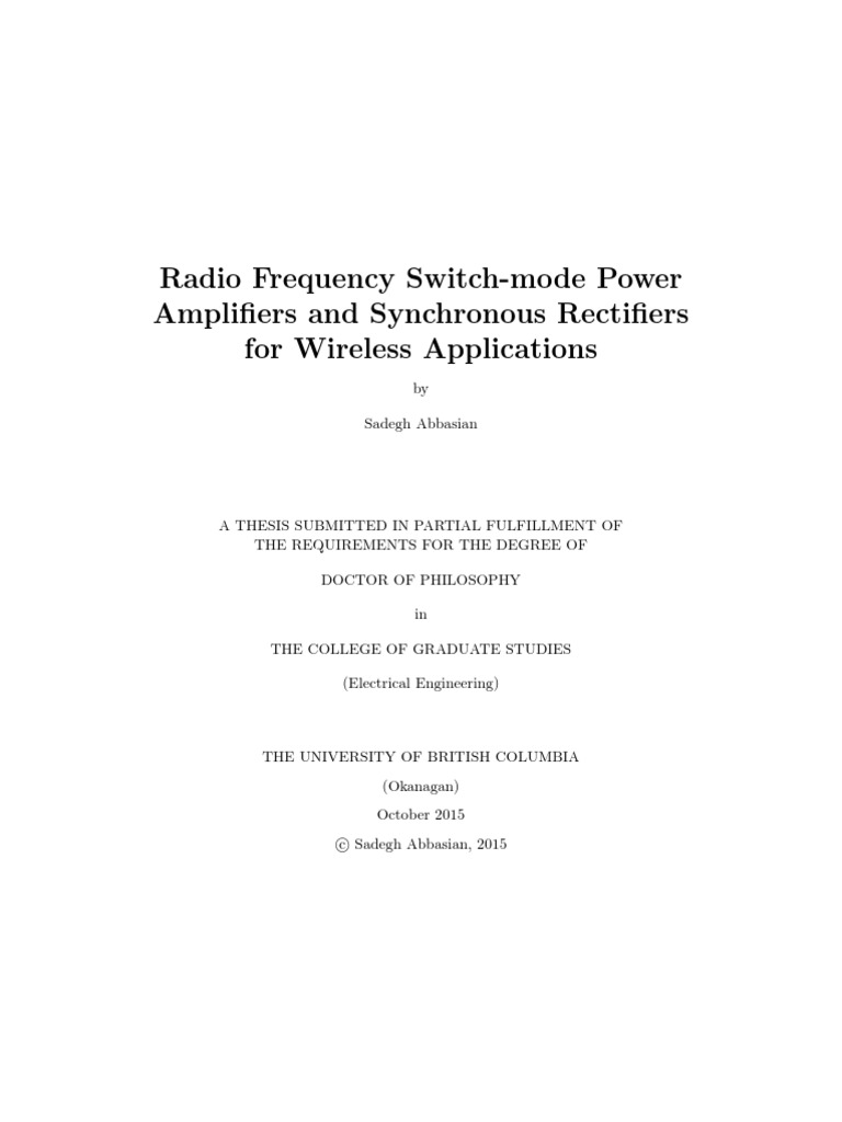 Ubc 2016 February Abbasian Sadegh PDF | PDF | Amplifier | Rectifier