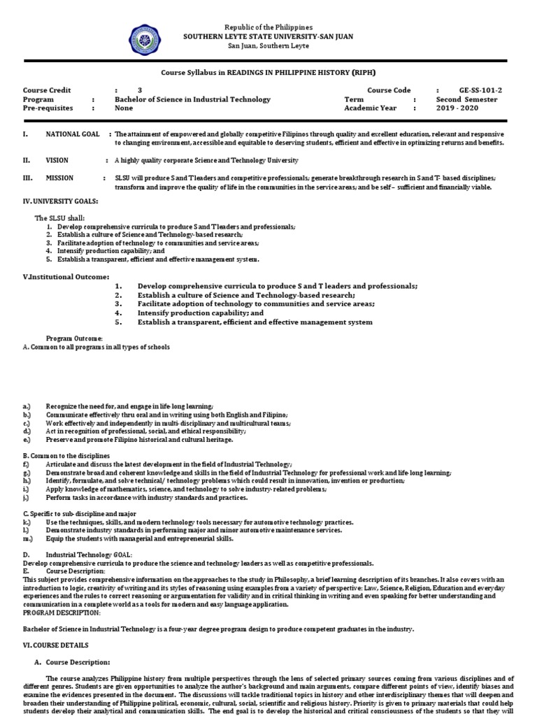 Riph Syllabus | PDF | Primary Sources | Science