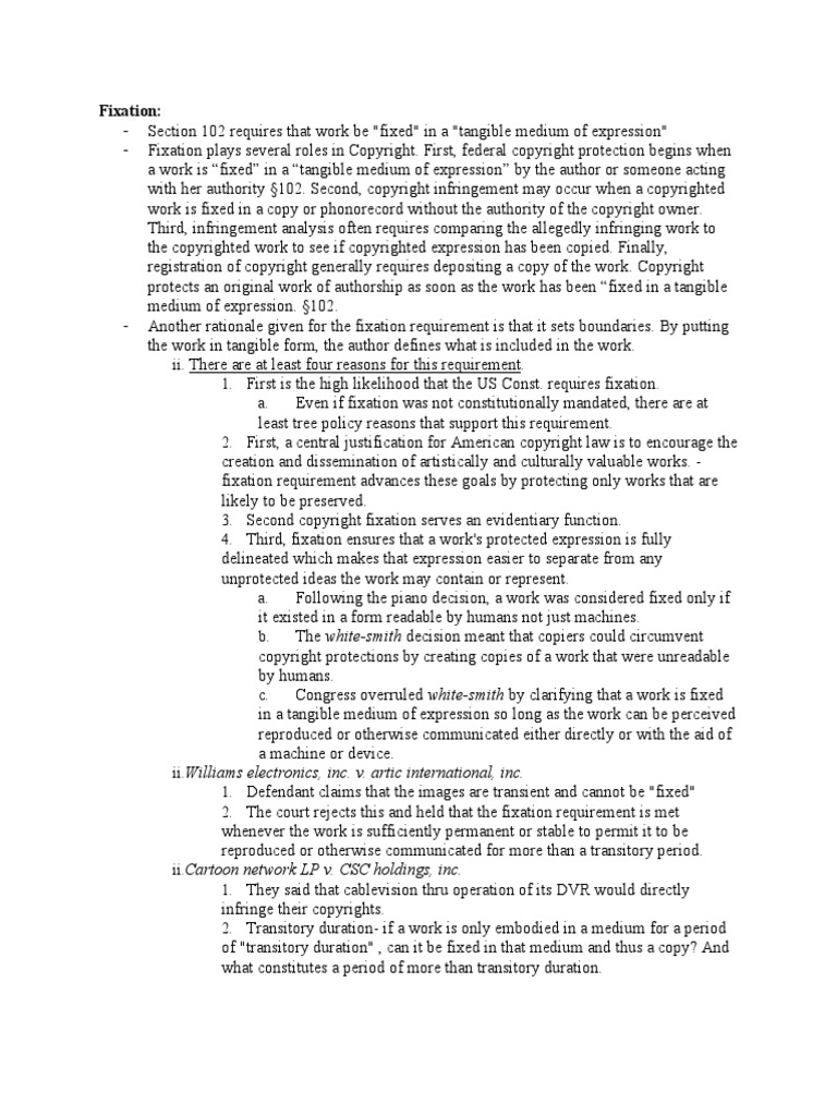 Copyright Outline | PDF | Derivative Work | Copyright Law Of The United ...