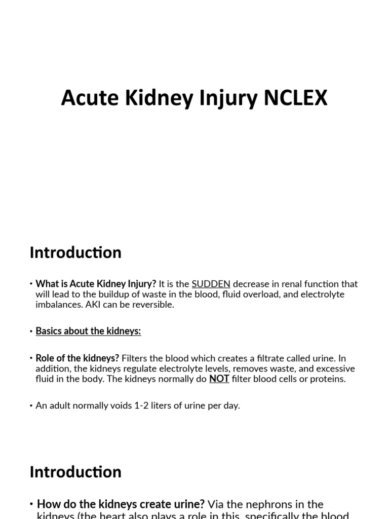 Acute Kidney Injury NCLEX | PDF | Renal Function | Creatinine