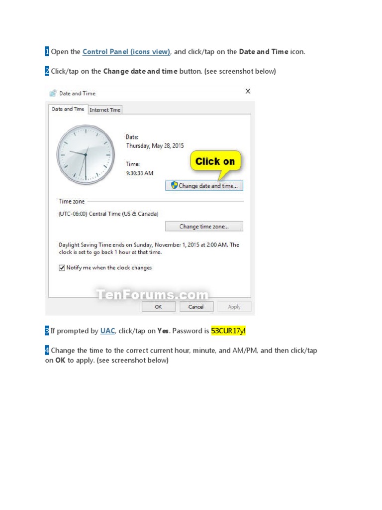 How To Change Time and Date | PDF