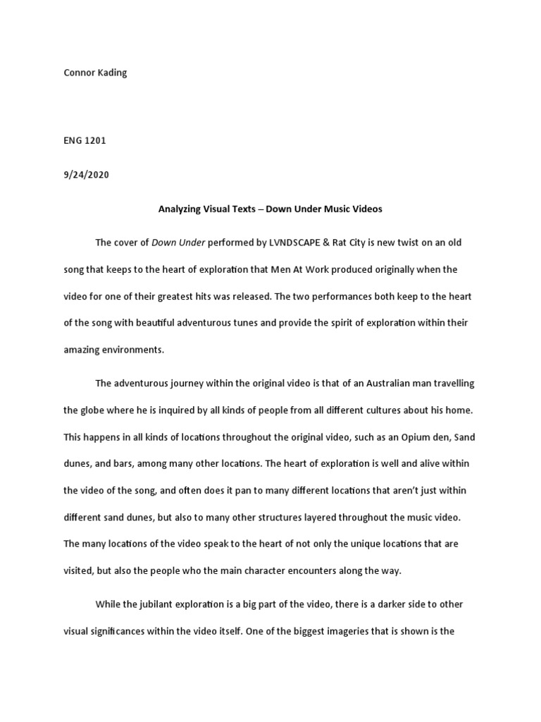 Analyzing Visual Texts - Connor Kading | PDF | Entertainment (General)