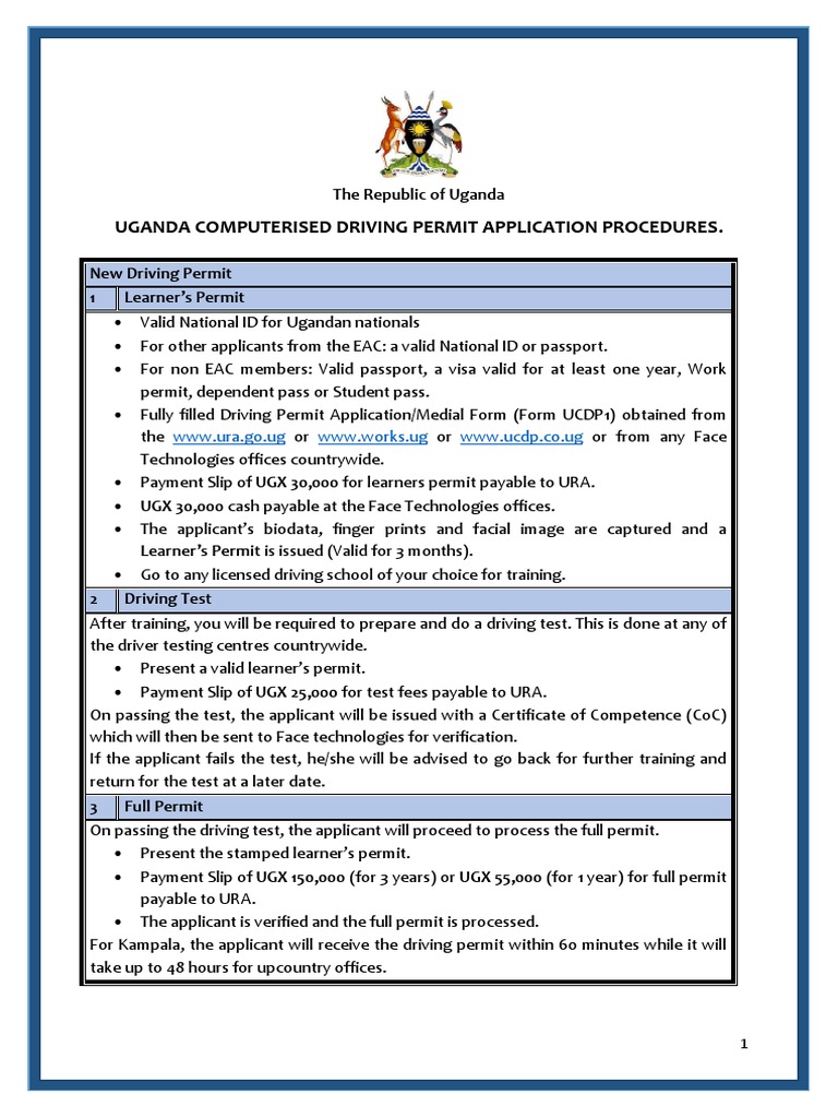 Uganda Computerised Driving Permit Application Procedures.: The ...