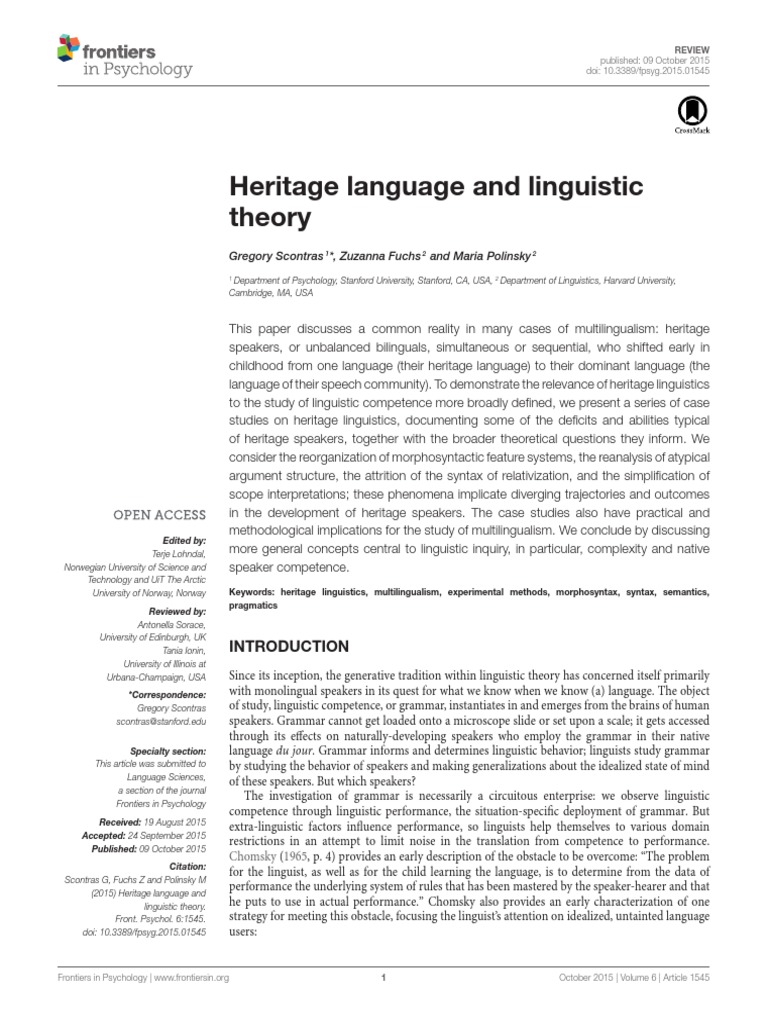 Scontras Et Al., 2015 | PDF | Morphology (Linguistics) | Grammatical Gender