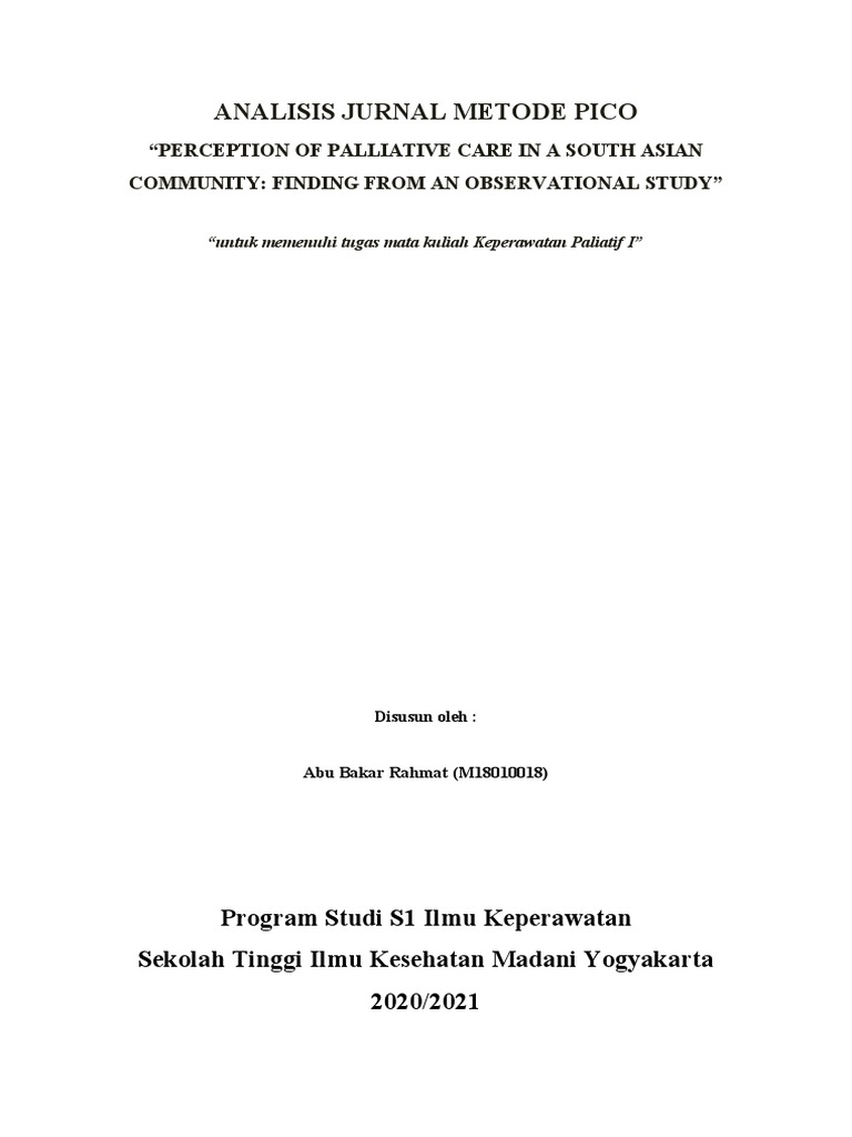 Tugas Analisis Jurnal Metode PICO, Abu | PDF | Kesehatan Holistik ...