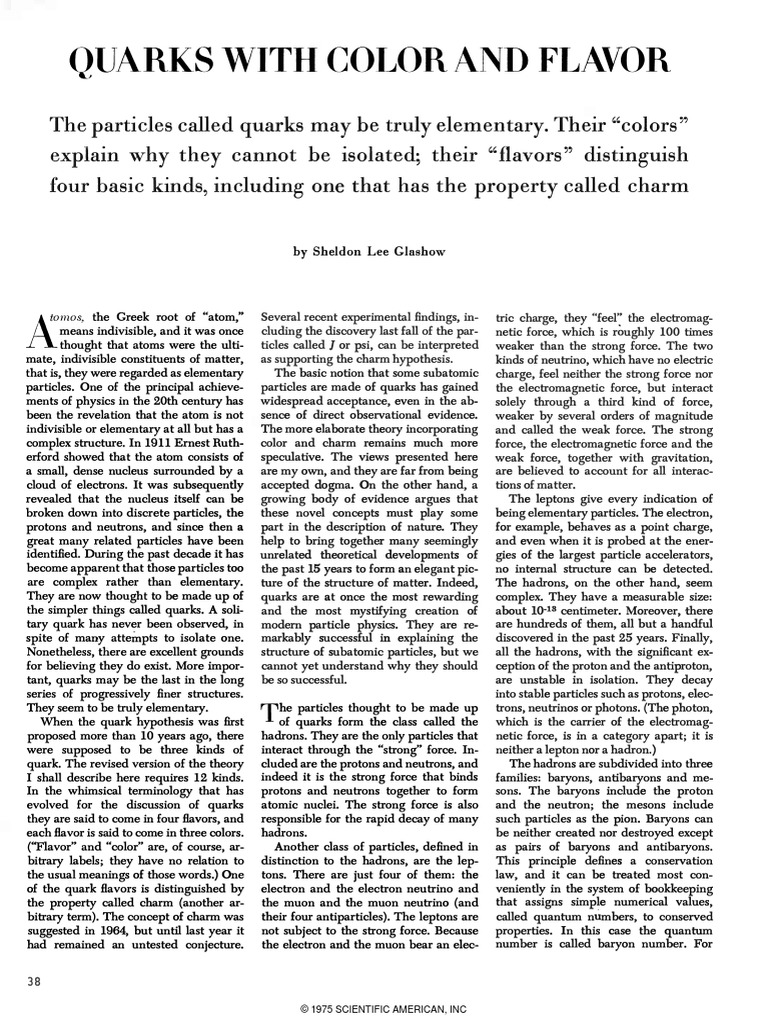 Quarks With Colours and Flavors | PDF | Quark | Hadron