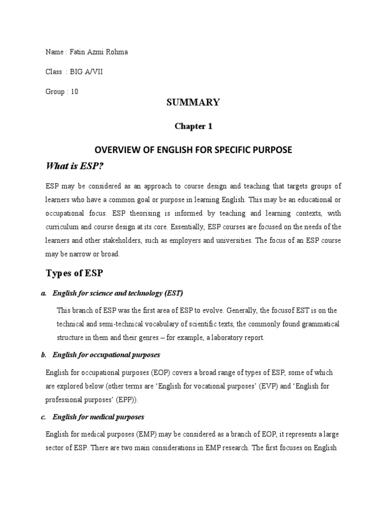 Chapter 1 Summary4 | PDF | English Language | English As A Second Or ...