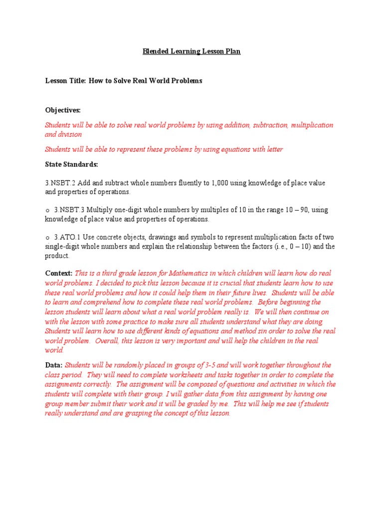 Blended Learning Lesson Plan | PDF | Multiplication | Pedagogy