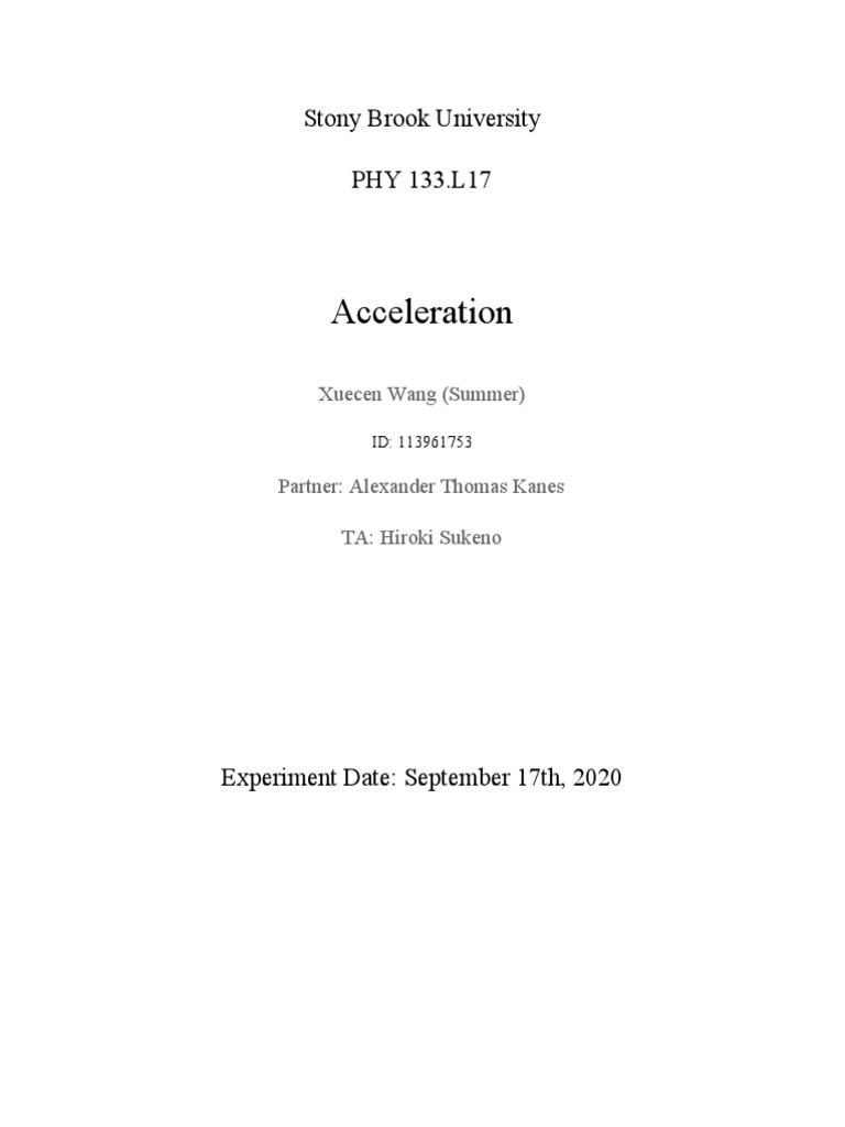 PHY 133 Acceleration Lab Results | PDF | Uncertainty | Gravity