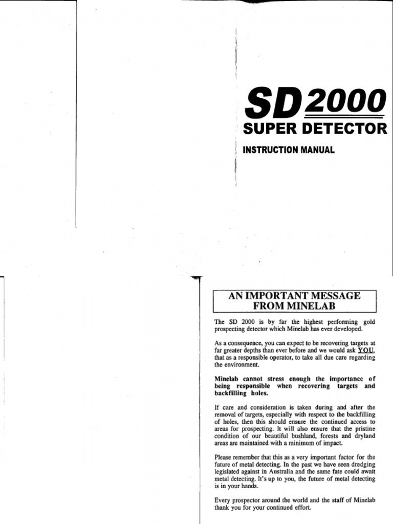 Instruction Manual SD2000 - Scan | PDF