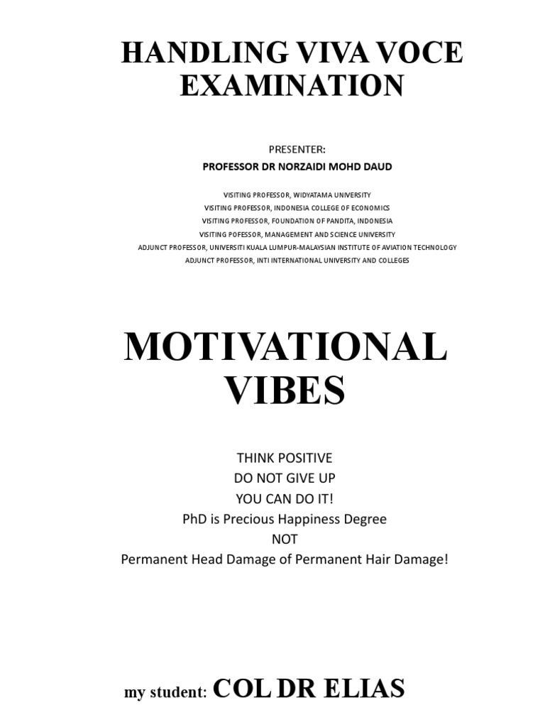 Handling Viva Voce Examination Tips | PDF | Thesis | Inquiry
