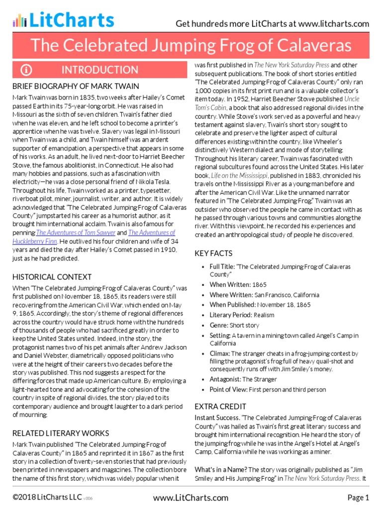 The Celebrated Jumping Frog of Calaveras County: Intr Oduction | PDF ...