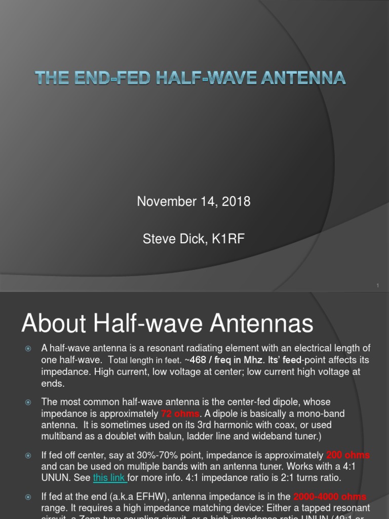 The End Fed Half Wave Antenna | PDF | Antenna (Radio) | Coaxial Cable