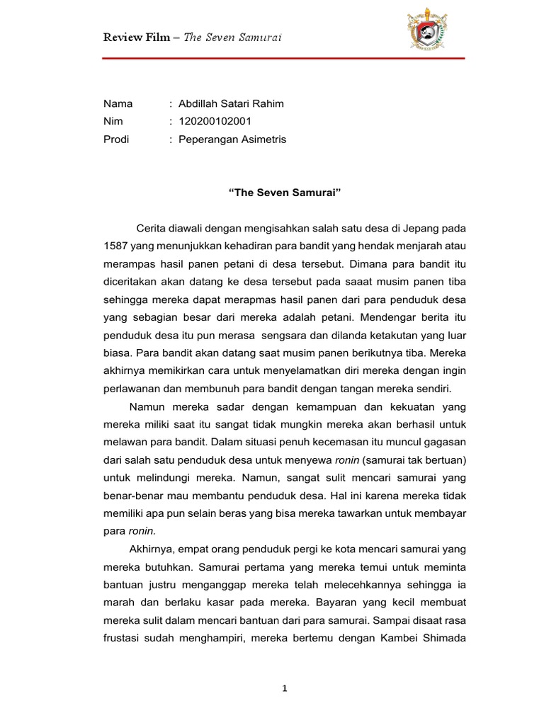 Resume Film The Seven Samurai | PDF | Sejarah | Fiksi Umum
