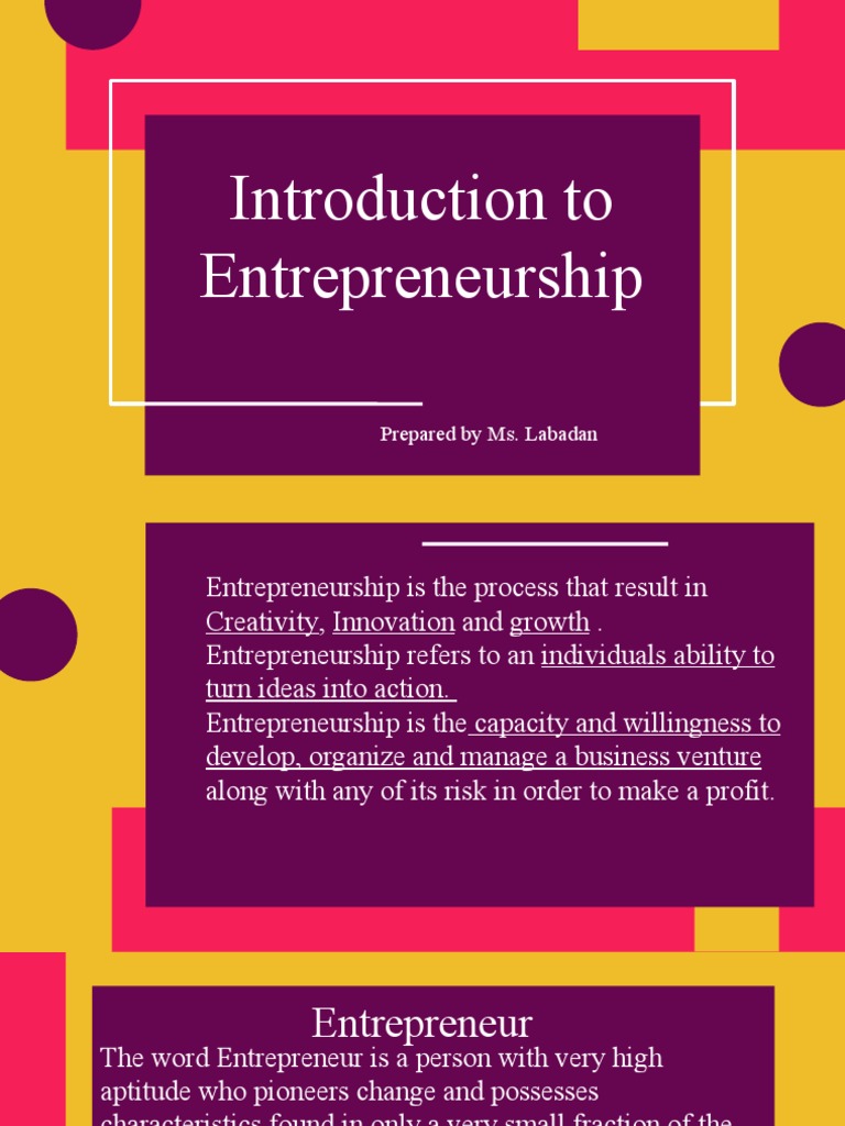 Lesson 1 Introduction To Entrepreneurship | PDF | Entrepreneurship ...