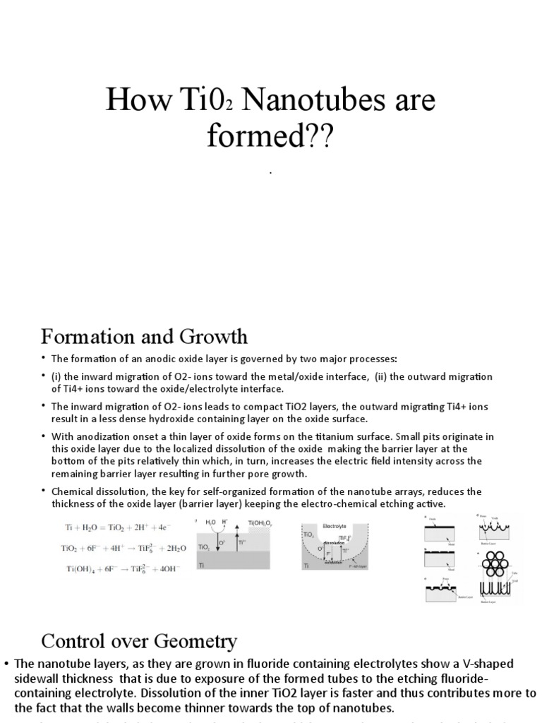 How Ti02 Nanotubes Are Formed | PDF