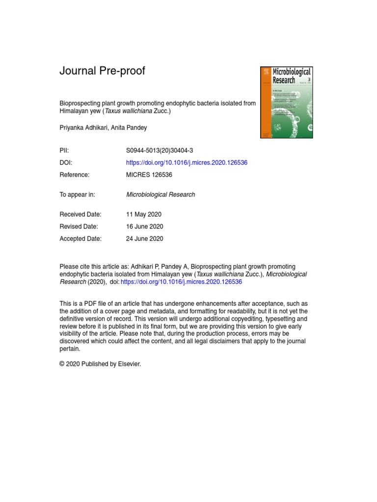 Journal Pre-Proof: Microbiological Research | PDF | Soil | Bacteria