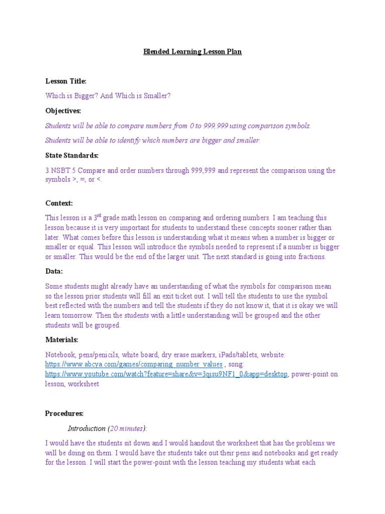 Blended Learning Lesson Plan | PDF | Classroom | Differentiated Instruction
